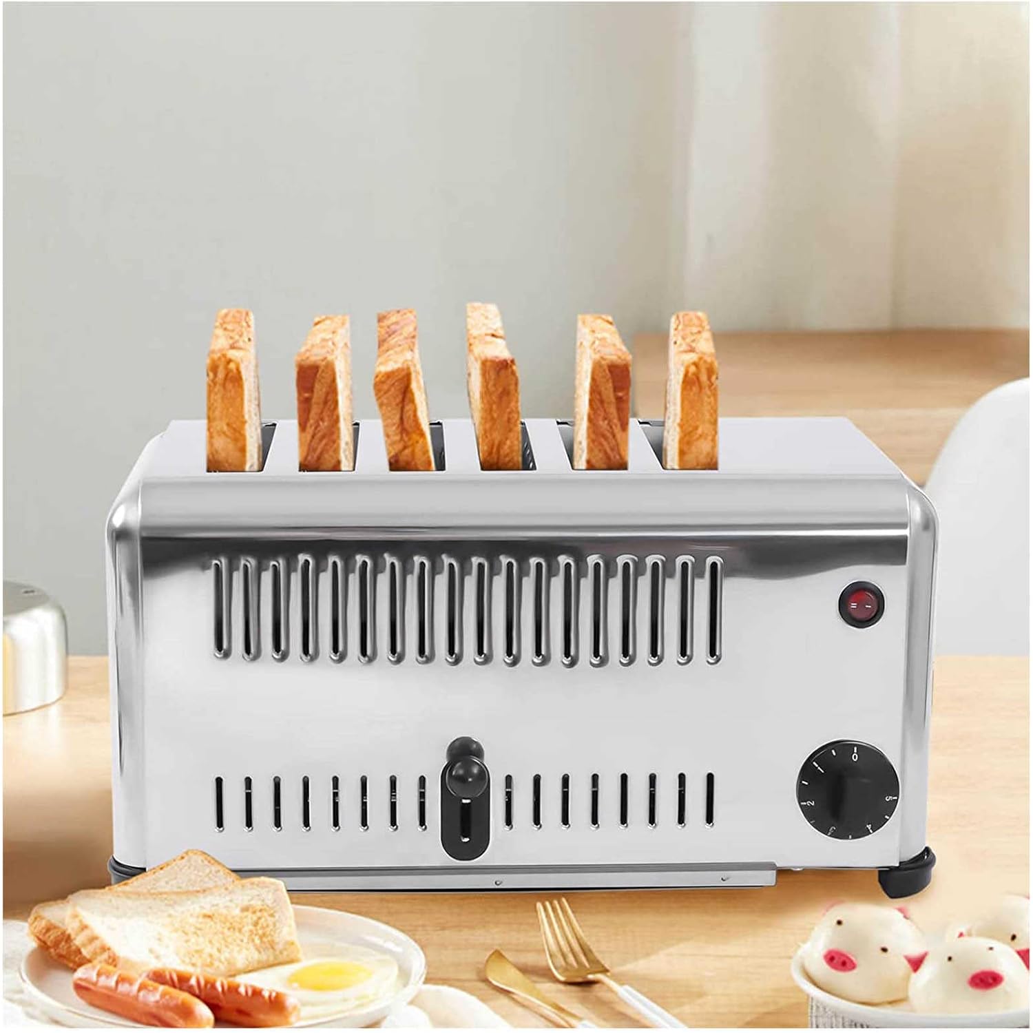 Amazon.com: Toaster,Stainless Steel Commercial 6 Slice Toaster,With ...