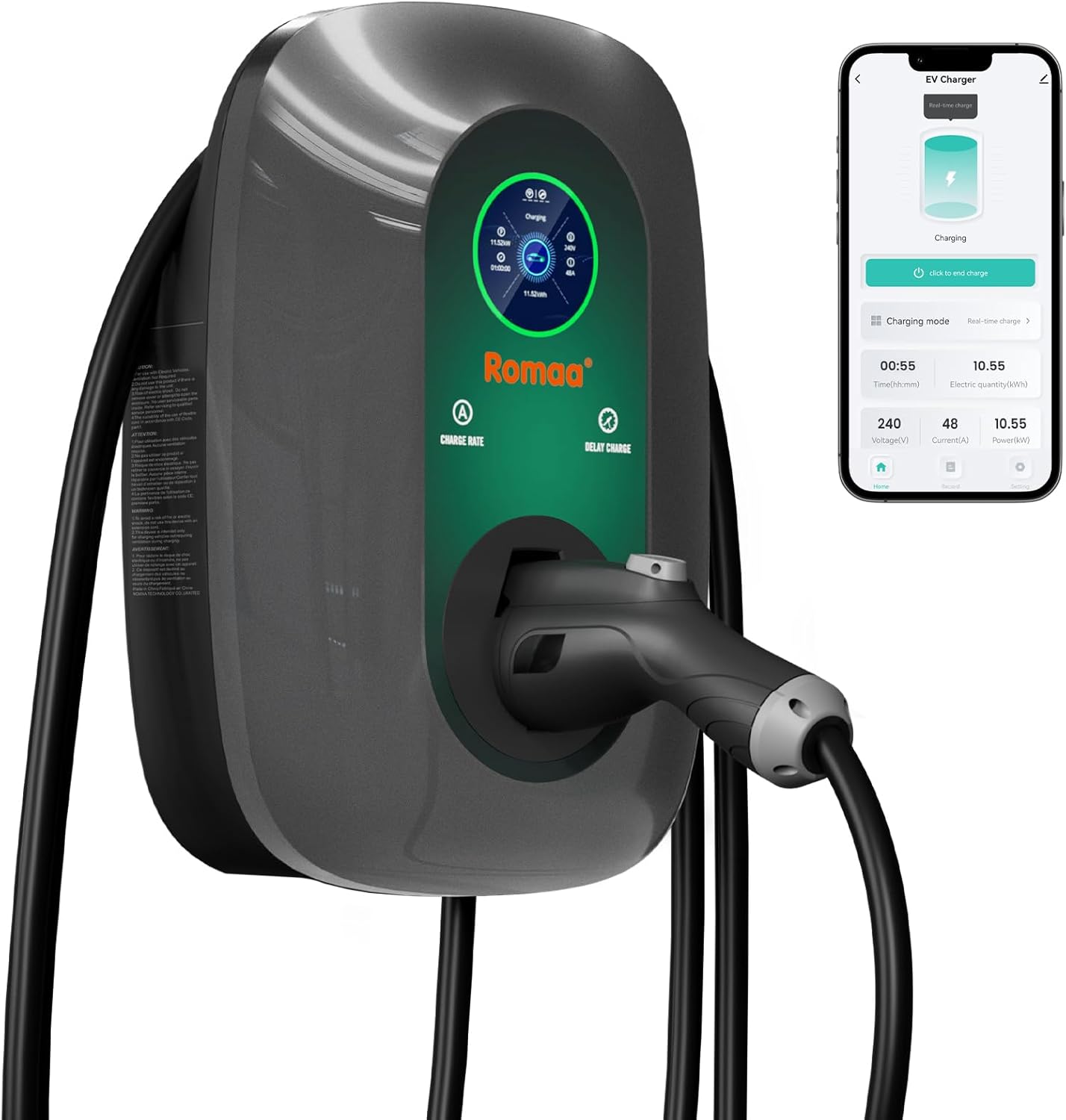 Amazon.com: Level 2 EV Charger 48 Amp, J1772 Charger, Hardwired ...