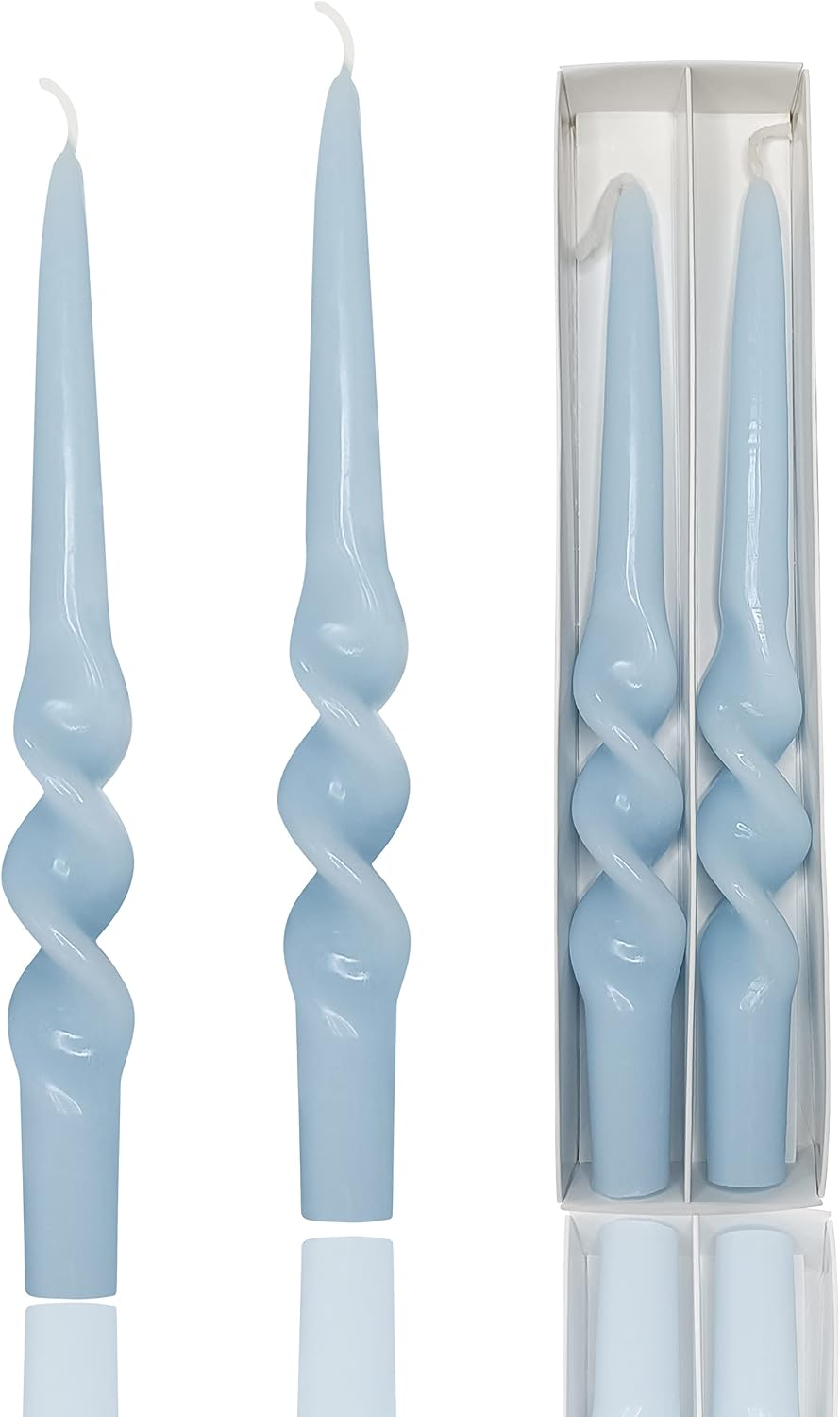 Velas cónicas azules trenzadas sin perfume para boda, fiesta, cena ...