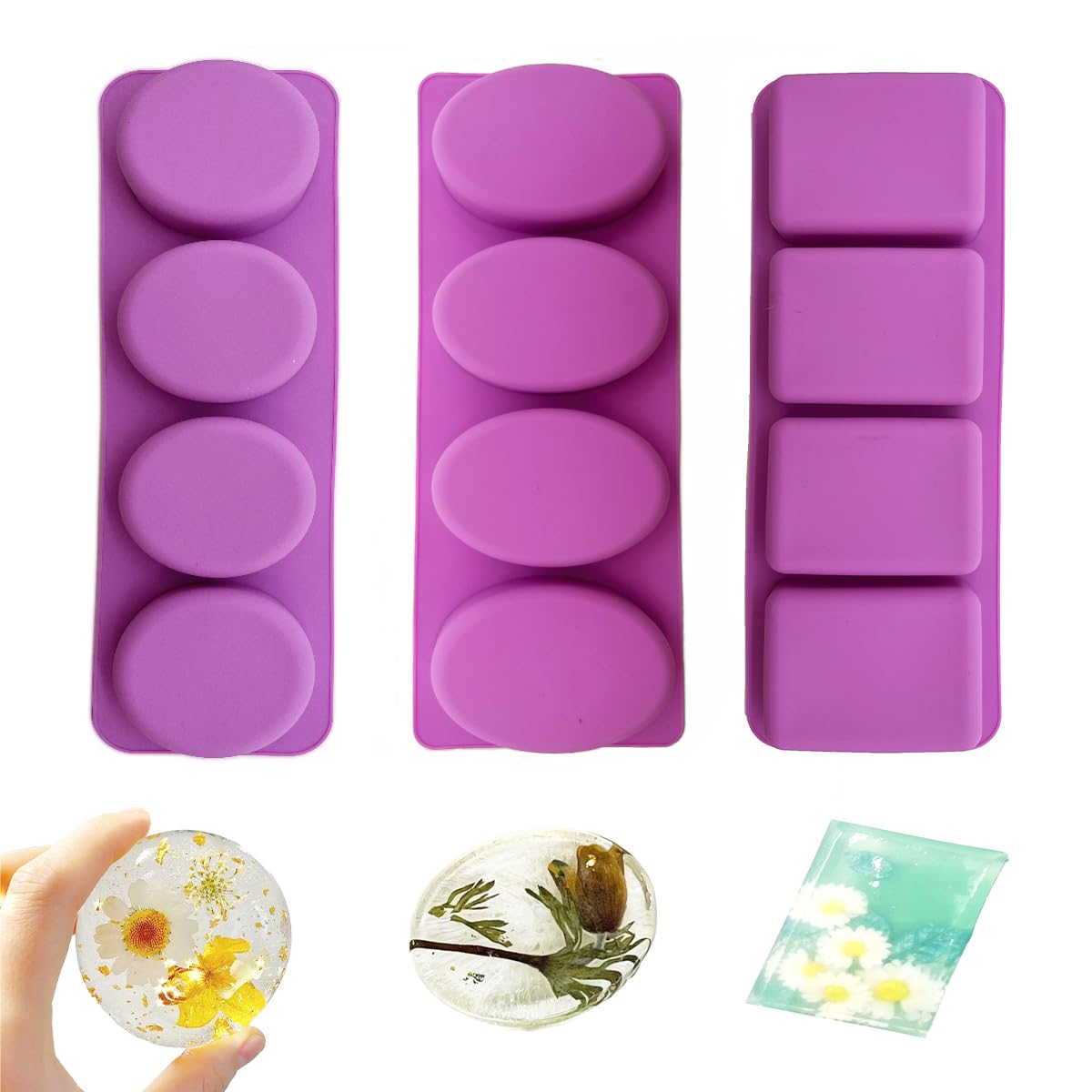 WYAHYQ 3Pcs Soap Moulds Silicone MouldsSoap Making Mould Round Oval ...