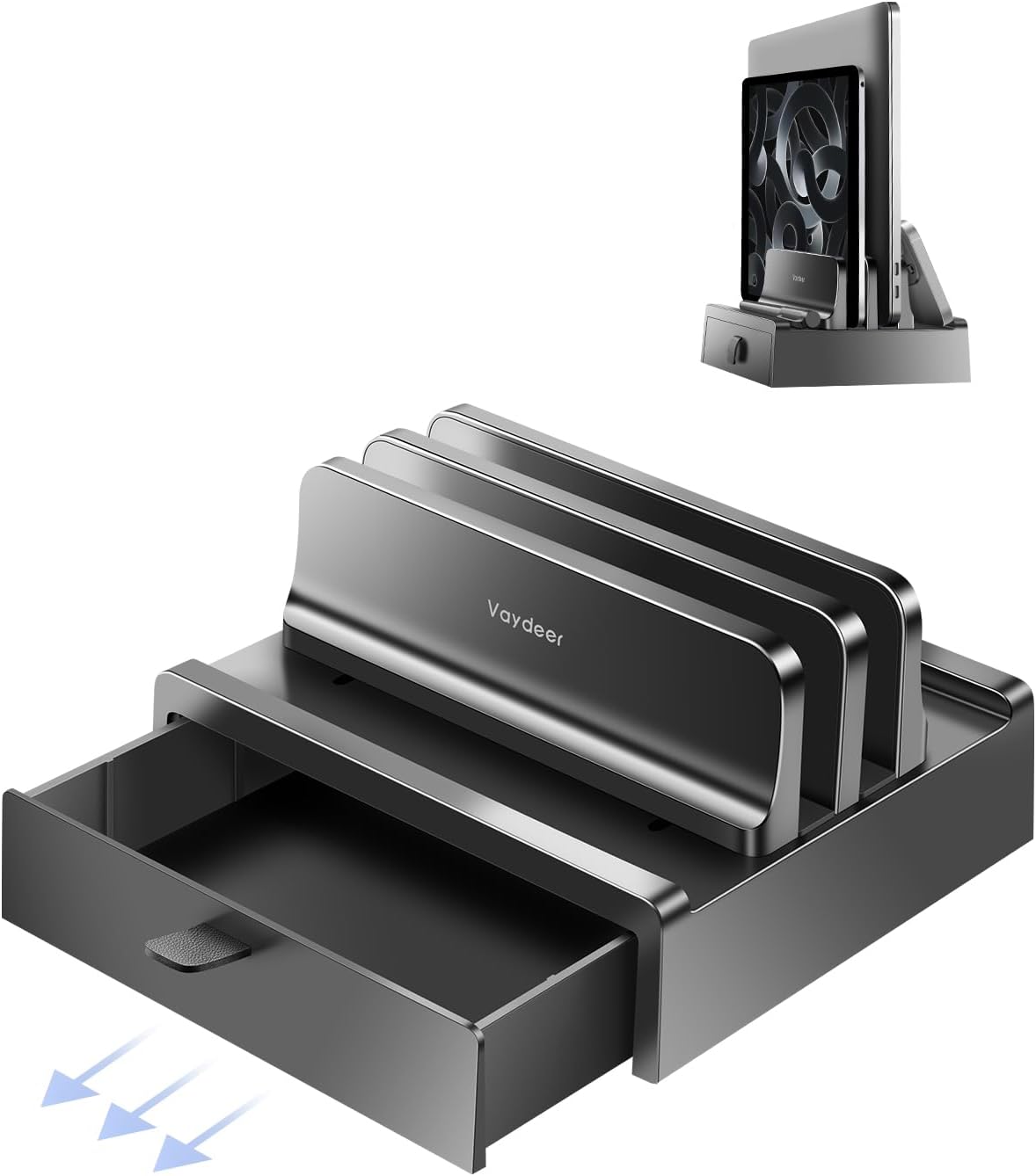 VAYDEER Vertical Laptop Stand, Adjustable 2-Slot Laptop Holder with ...