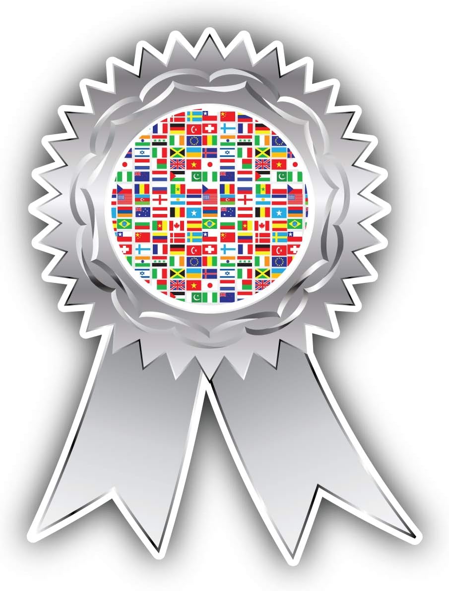 Amazon.com - World Flags Silver Medal Vinyl Sticker Car Bumper Decal