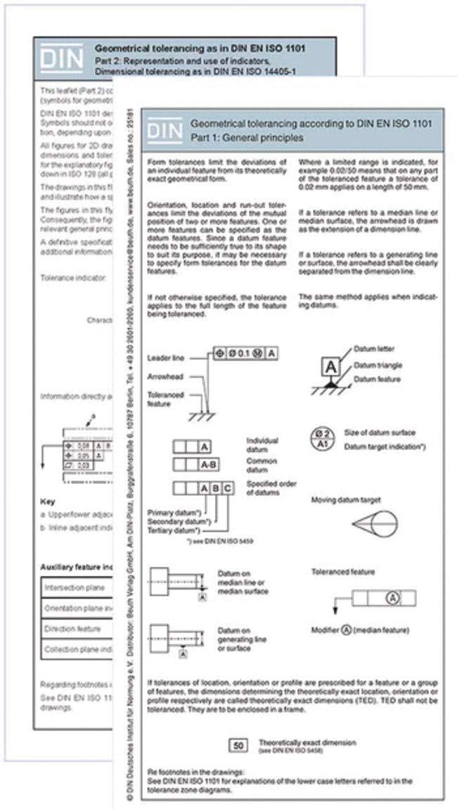 Geometrical tolerancing according to DIN EN ISO 1101 Part 1 and Part 2: 2 D/3 D-Presentation ...