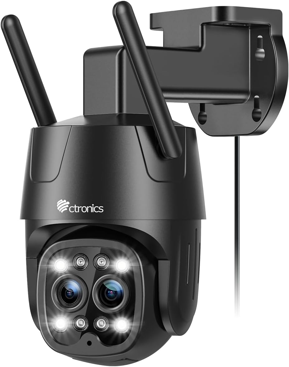 Amazon.com : Ctronics 2.5K 4MP Dual-Lens Security Camera Outdoor WiFi 2 ...