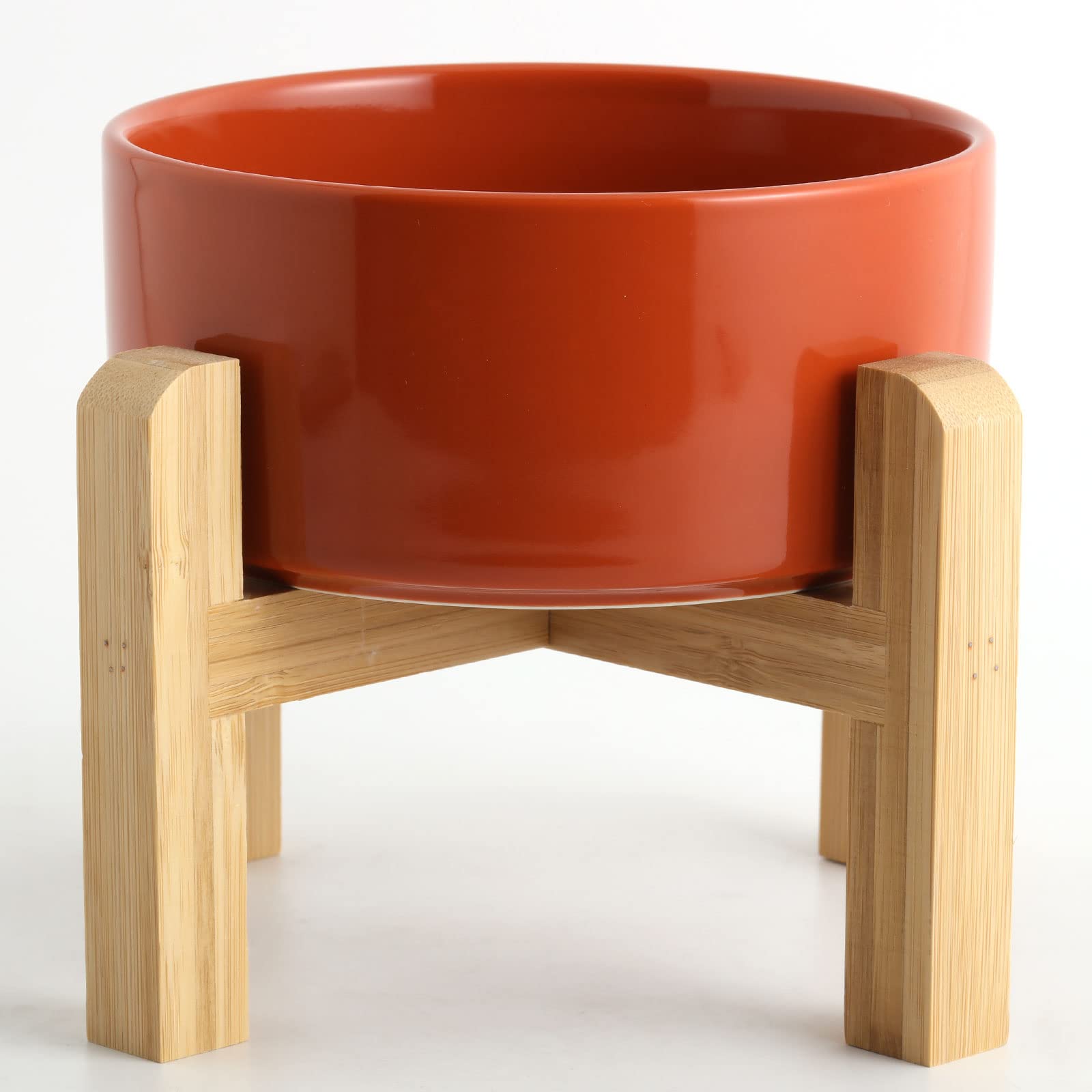 Amazon.com : Petygooing 28 OZ Rust Red Elevated/Raised Ceramic Dog Bowl ...