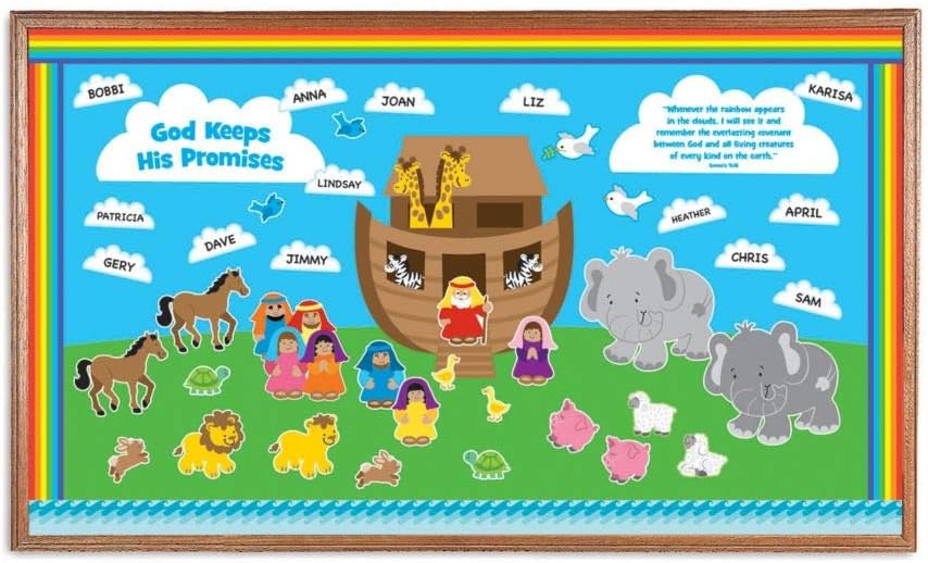 Amazon.com : Noah's Ark Bulletin Board Set (91 Pieces) Sunday School ...