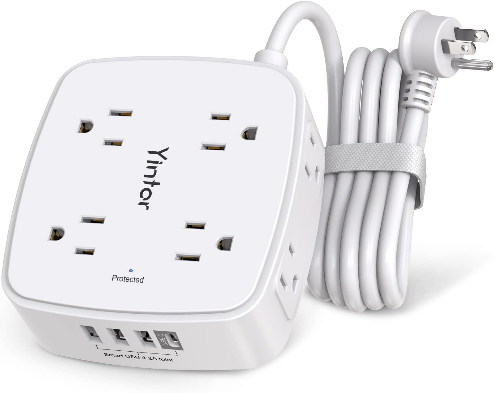 USB Power Bar Extension Cord - Yintar 6Ft Surge Protector Power Strip ...
