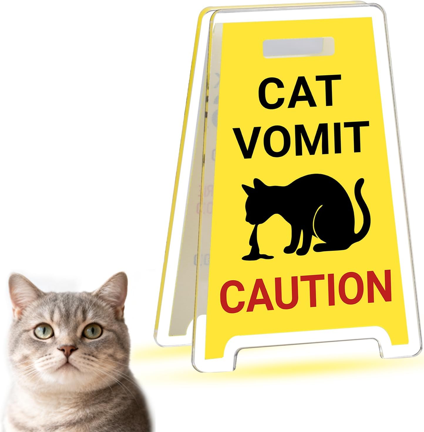 Amazon.com: Funny Cat Vomit Caution Sign, Stocking Stuffers for Women ...