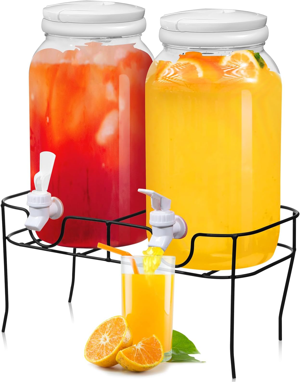 Amazon.com | Elsjoy 2 Pack Plastic Drink Dispenser with Spigot, 1 ...
