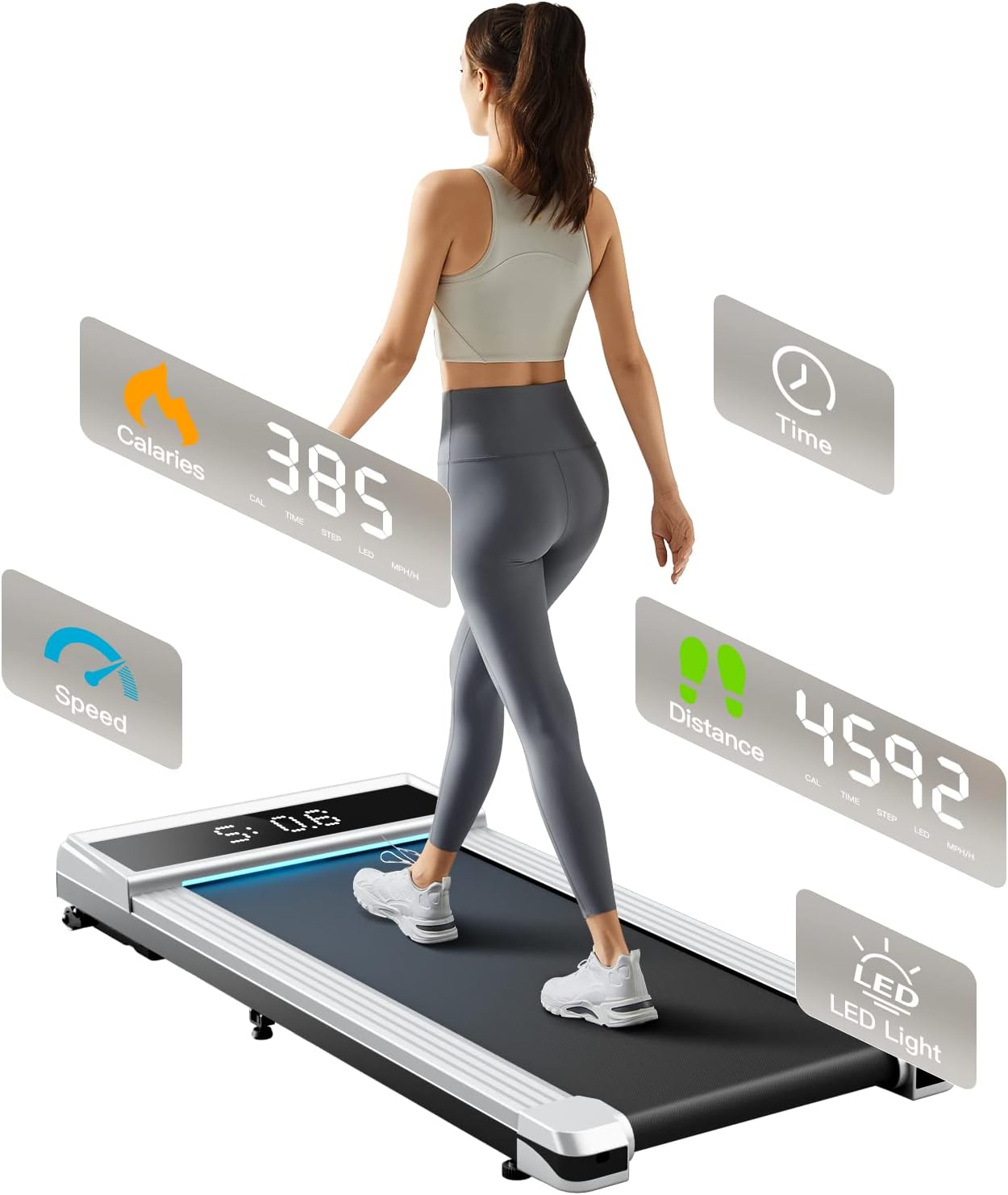 UMAY Walking Pad with Incline, Under Desk Treadmills for Home Office ...