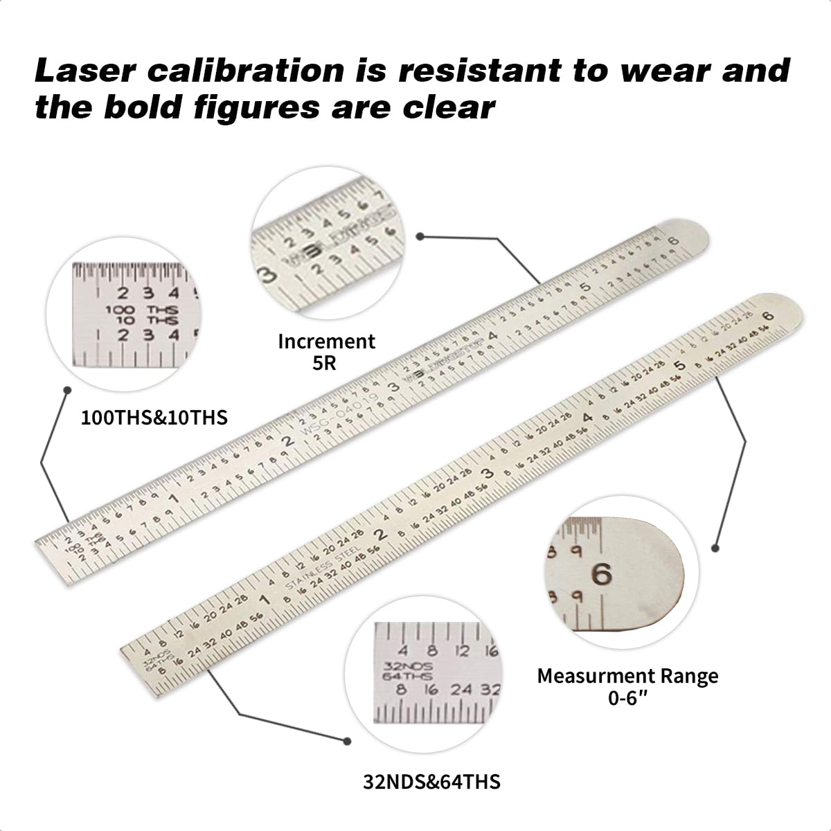Snapklik.com : 6 In Machinist Ruler Scale 5R 10ths 1/100 1/32 1/64 ...