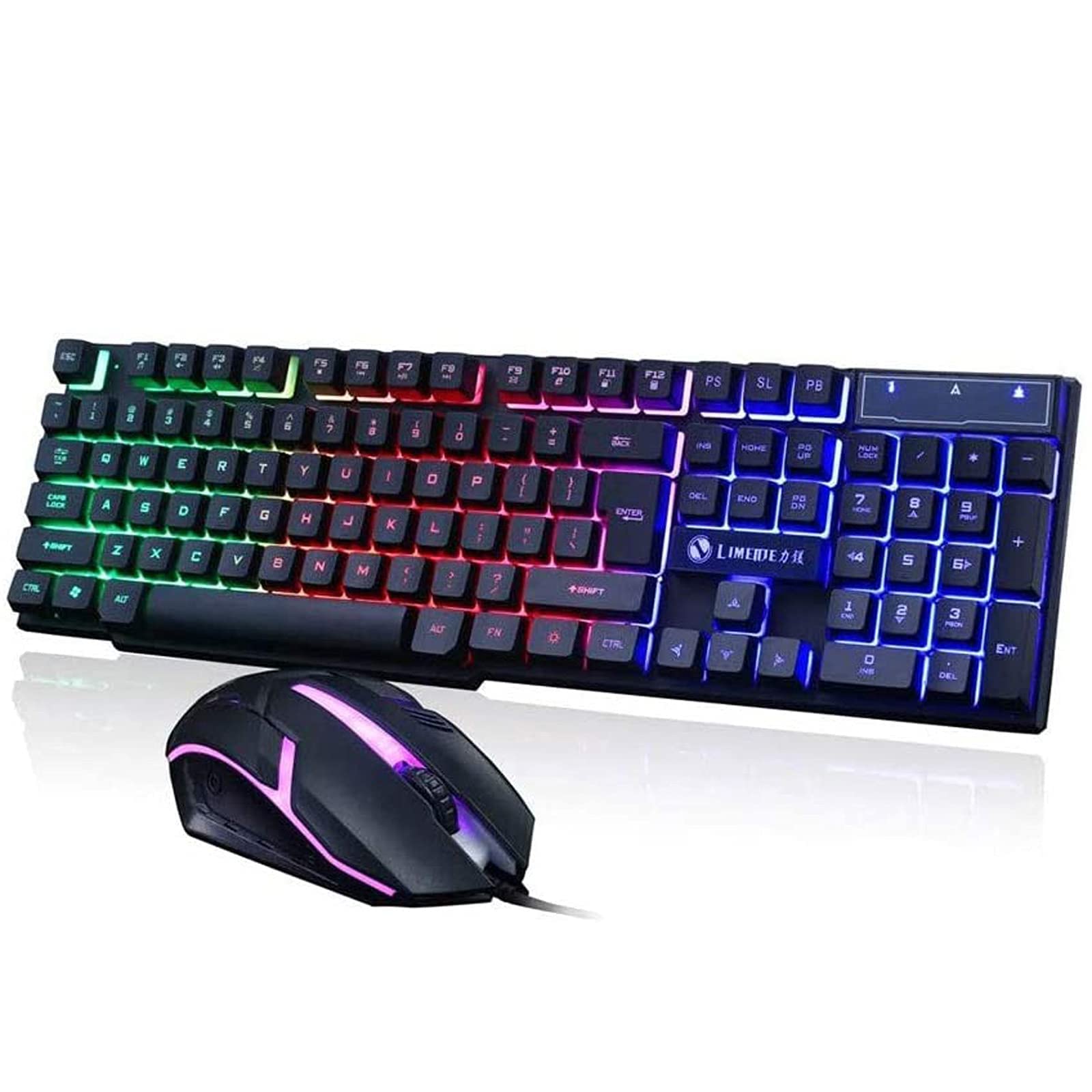 Amazon.com: NEWNAN Mechanical Keyboard and Mouse Combo RGB Gaming 104 ...