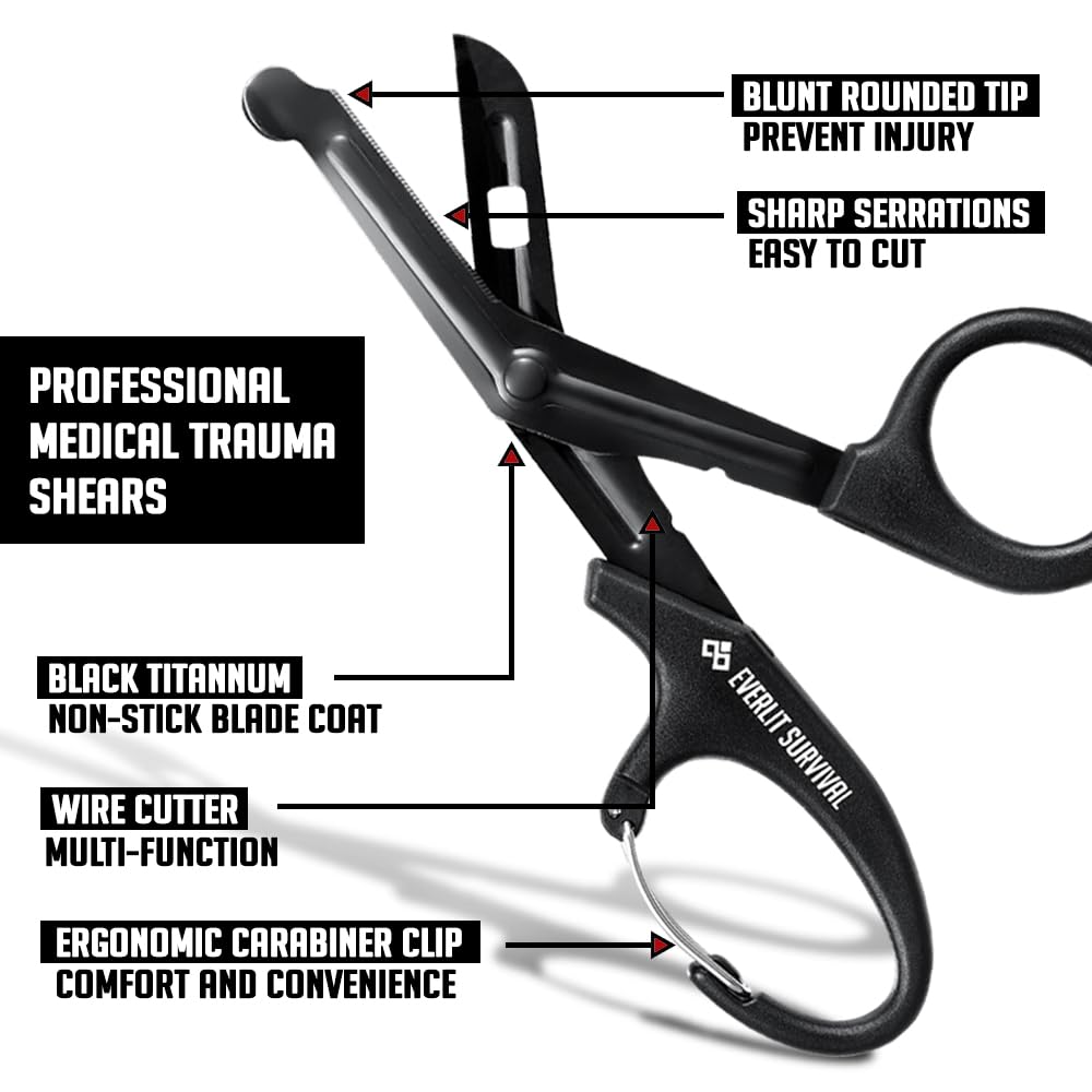 Snapklik.com : EVERLIT Trauma Shears Black Titanium Coated Non-Stick ...