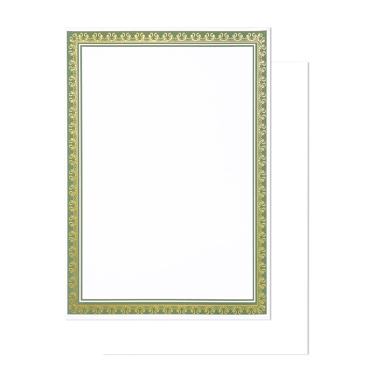 Buy 50 Pack Award Certificate Paper - Embellished Green & Gold Foil ...
