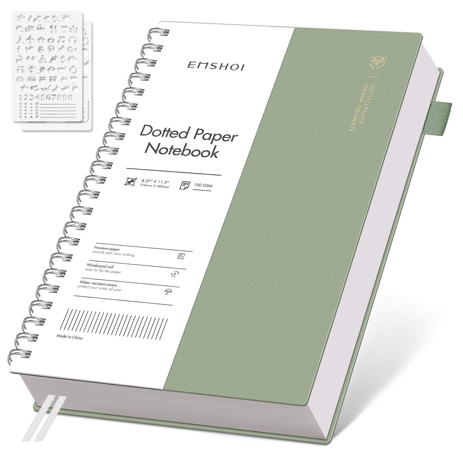 EMSHOI A4 Dotted Notebook, Spiral Notepad 150 Sheets/300 Pages, 100gsm ...