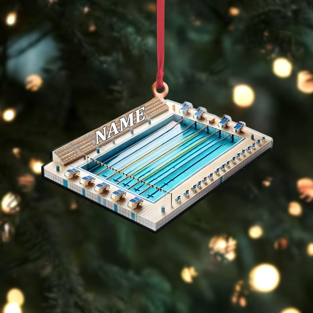 Amazon.com: TM TEEMAN Personalized Swimming Pool 2D Flat Ornament ...
