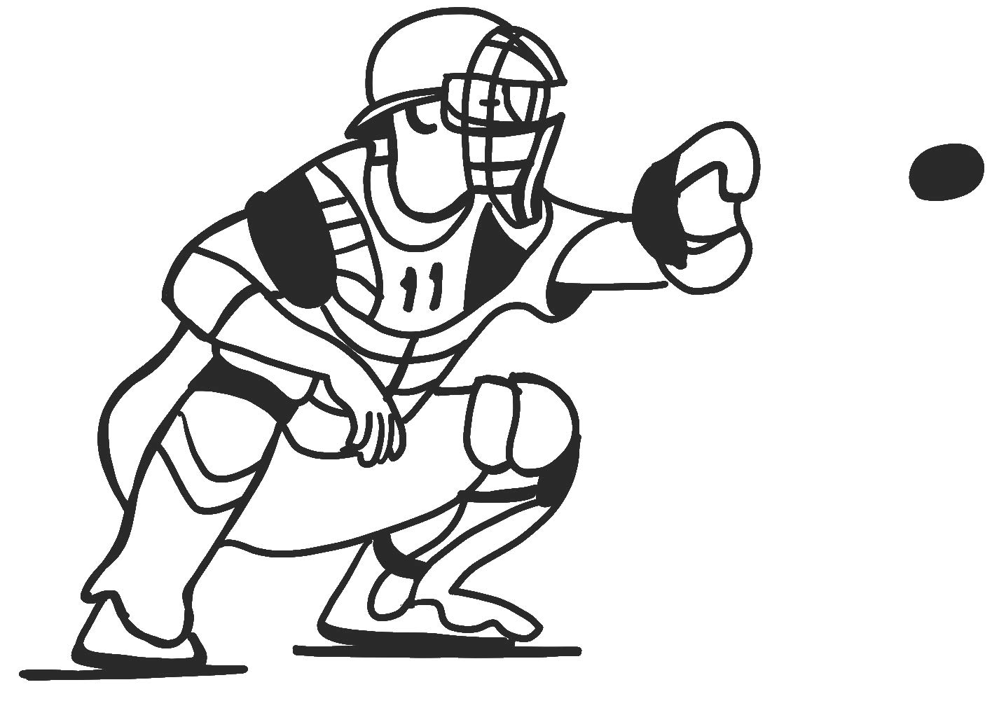 Baseball Catcher Drawing