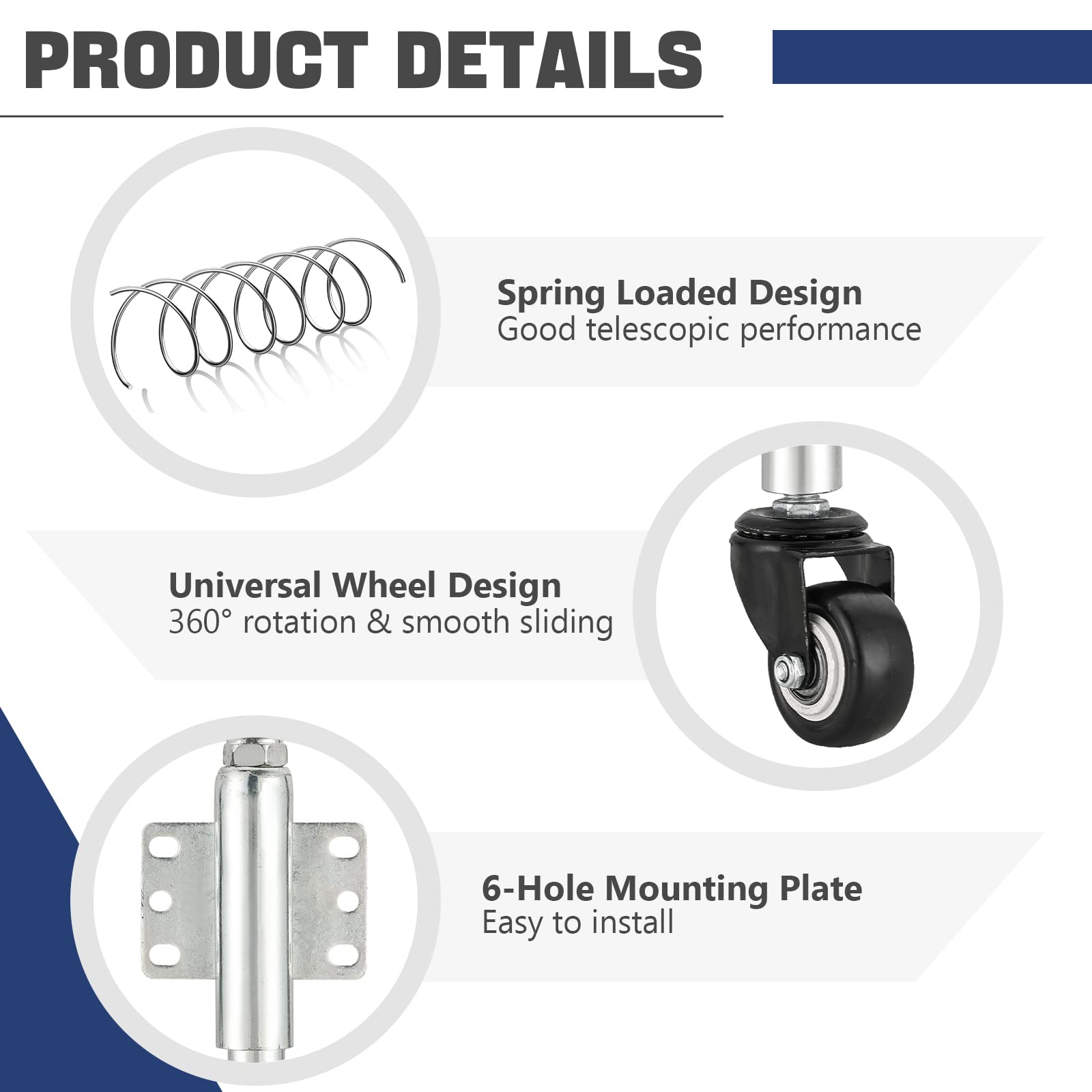 Snapklik.com : DASBET 2" Spring Loaded Heavy Duty Swivel Caster Wheel ...