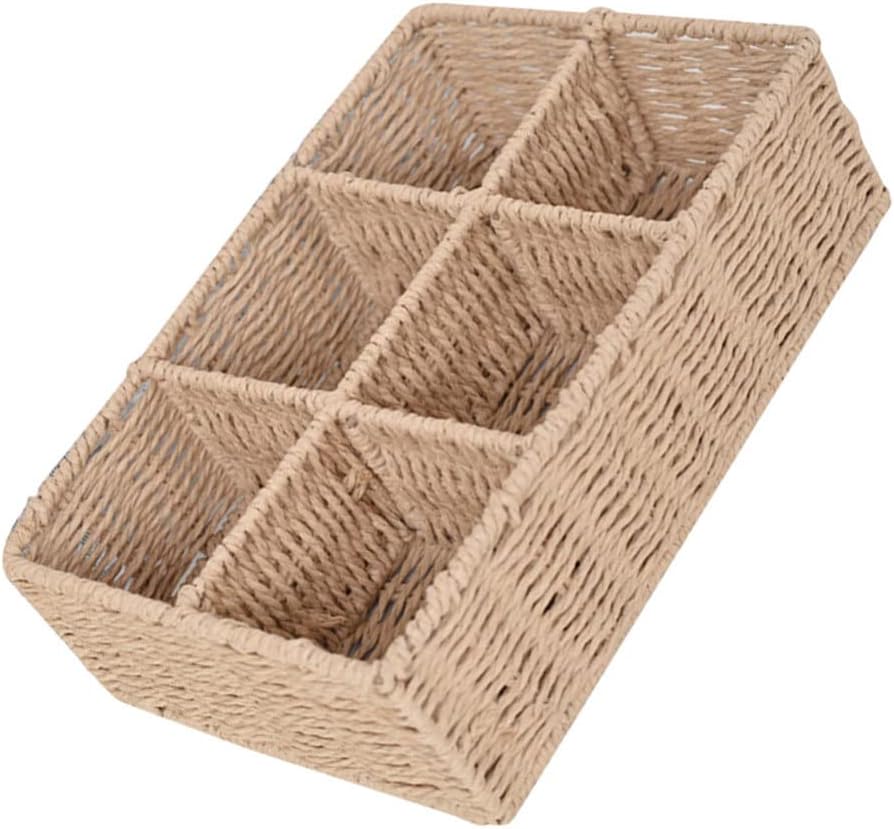 Amazon.com - Angoily Rattan Storage Basket Wicker Divided Basket 6 ...