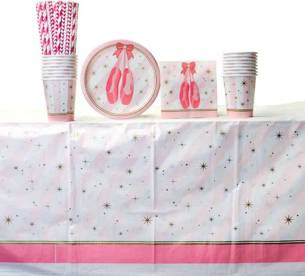 Amazon.com: Twinkle Toes Party Supply Pack for 16 Guests: Straws ...