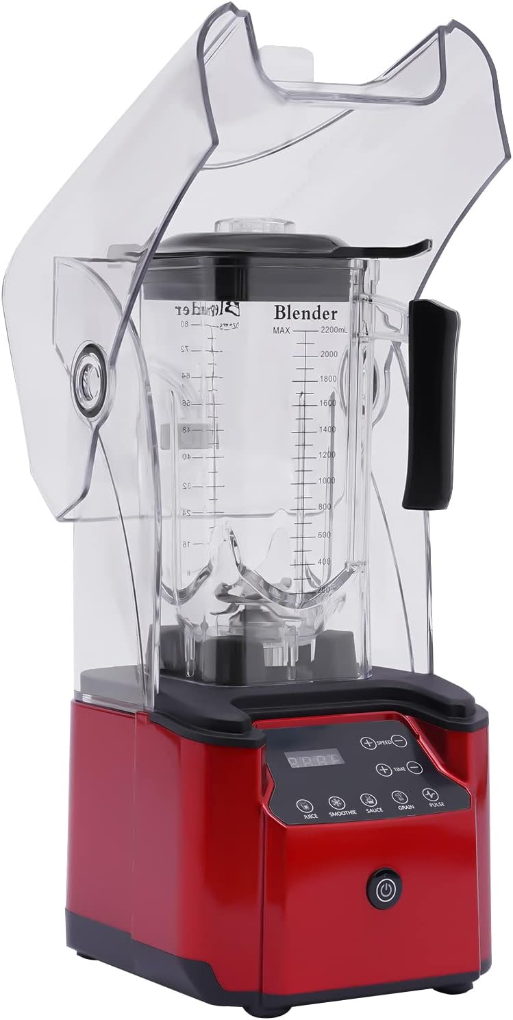 Amazon.com: 2.2L Smoothie Blender Soundproof,2200W Ice Blender 5 Modes ...