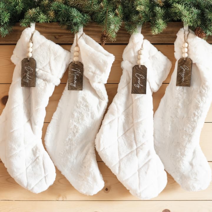 Beaded Wooden Name Tag – Personalized Christmas Stocking Tags – Yaxa ...