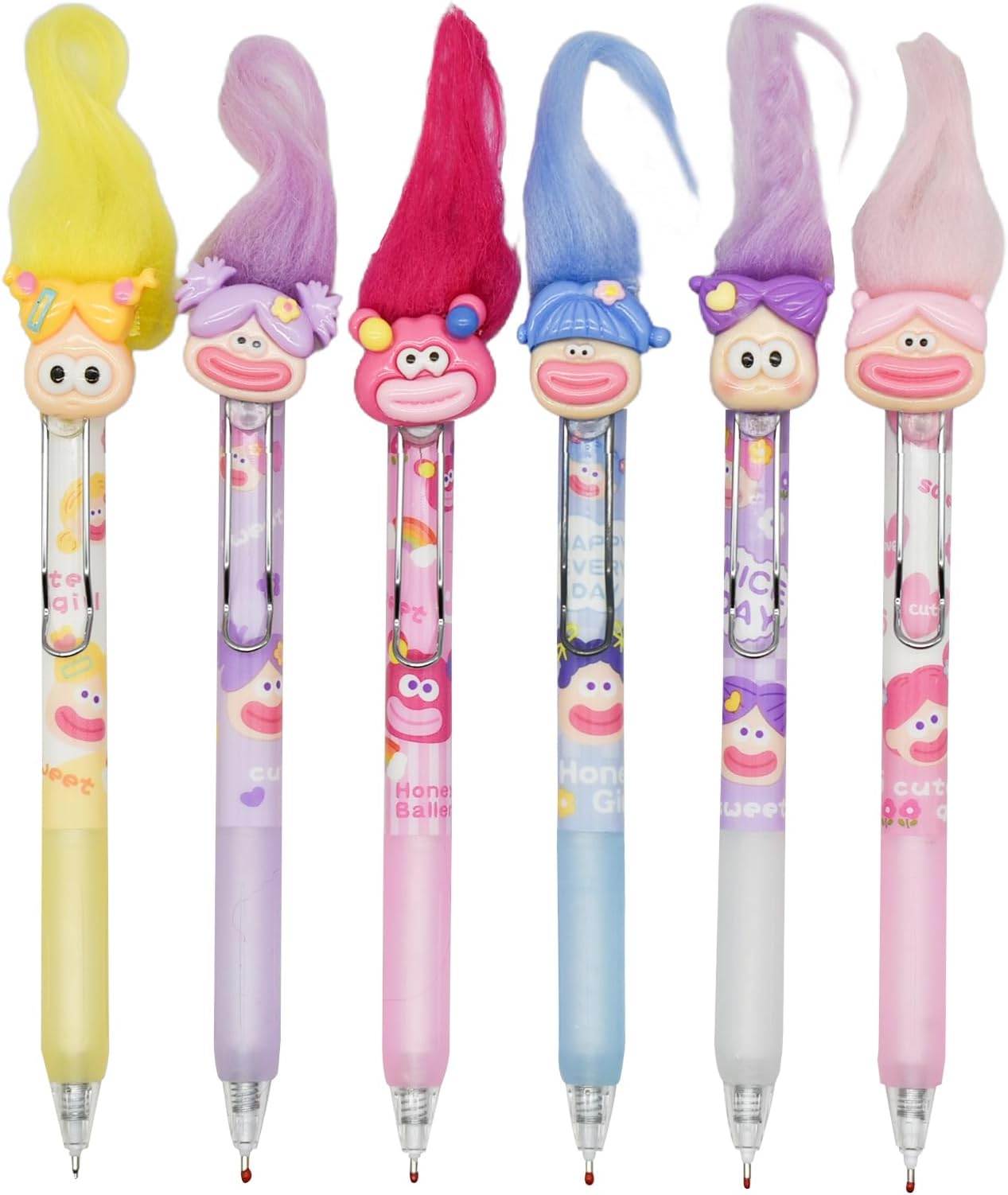 Amazon.com : Lopenle 6PCS Funny Soft Grip Retractable Pens - Happy Face ...