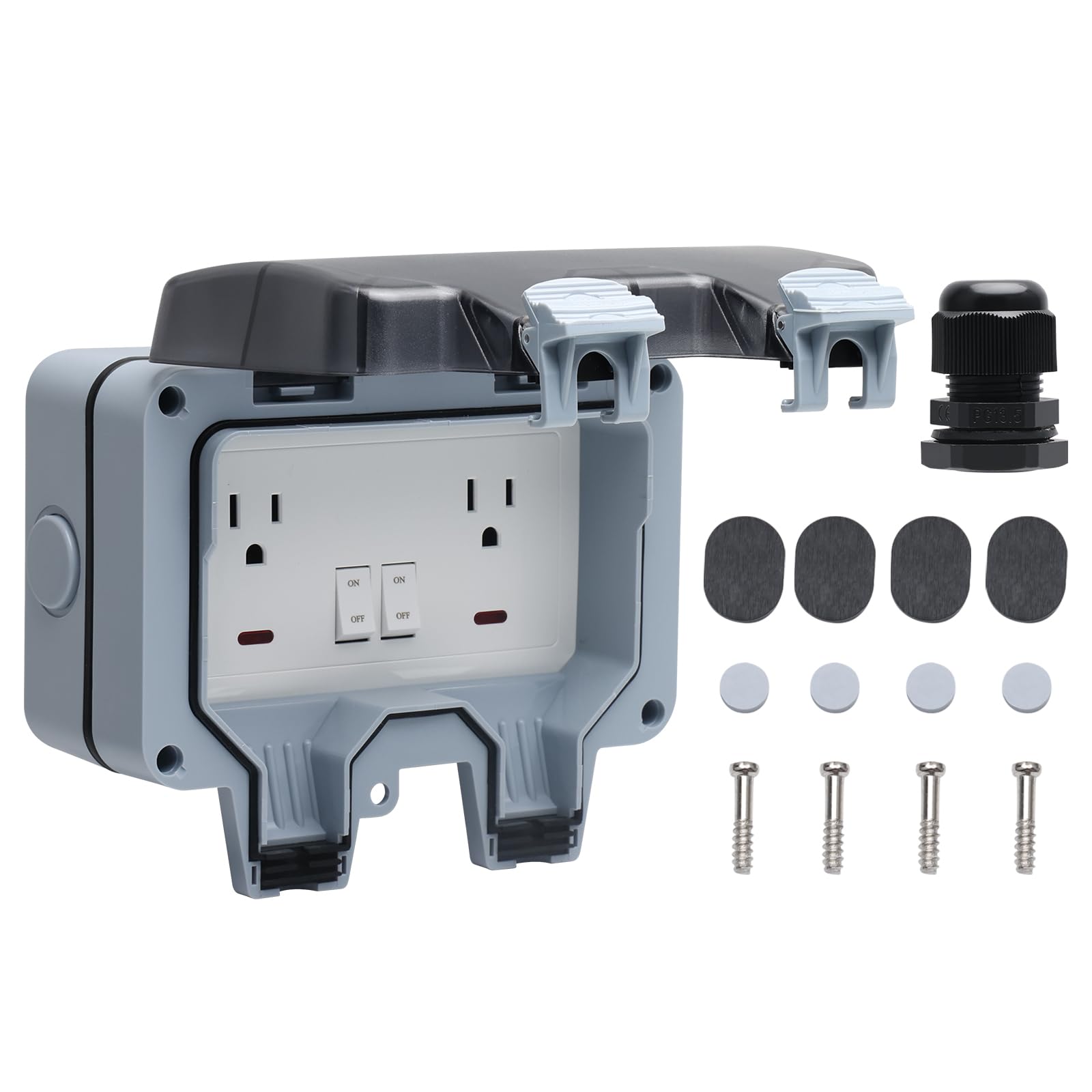 Starelo 13amp 2gang Outdoor Socket With Switch Waterproof Socket Wall ...