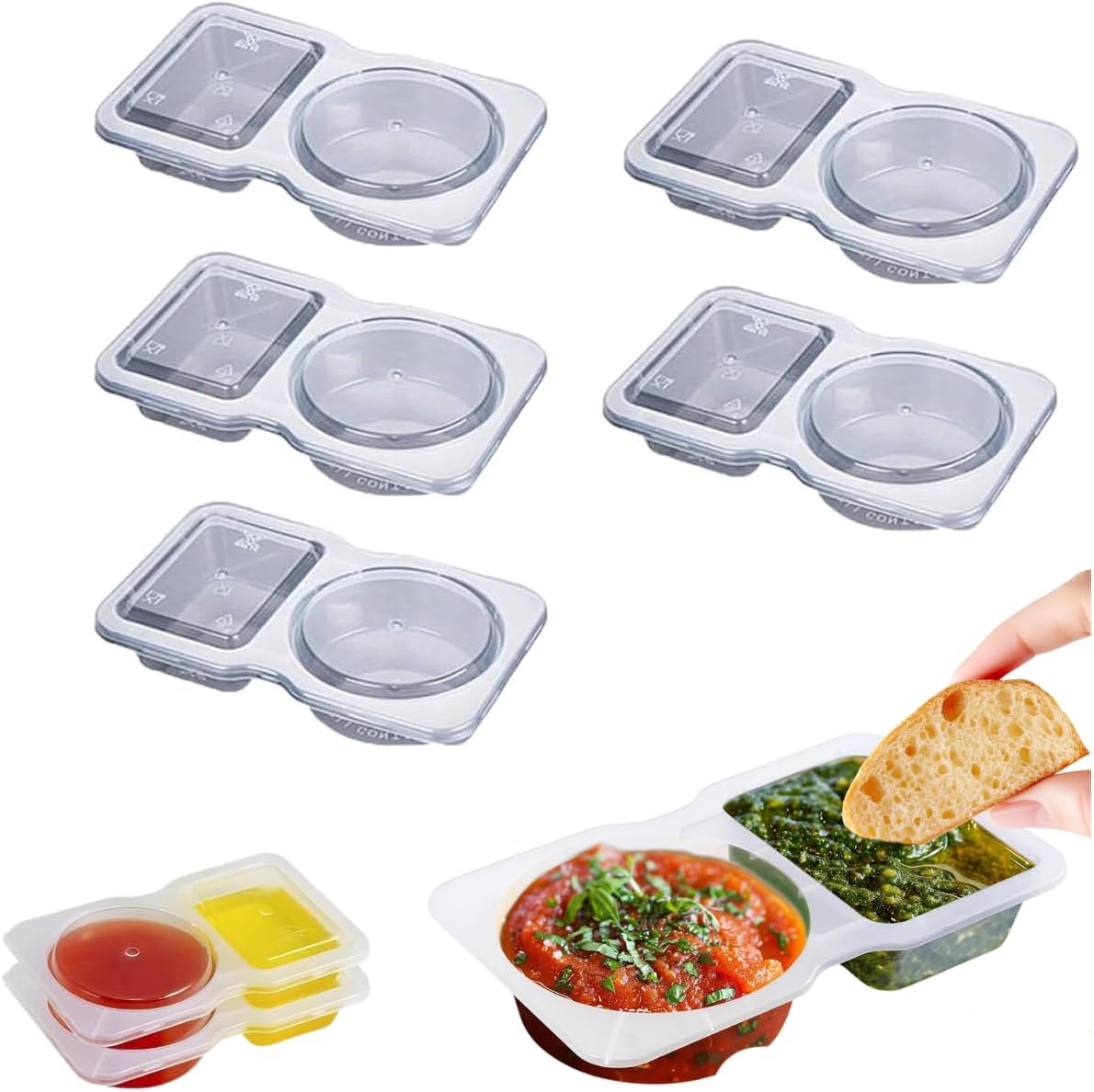 Amazon.com: Generic 5PCS Double Compartment Condiment Containers with ...
