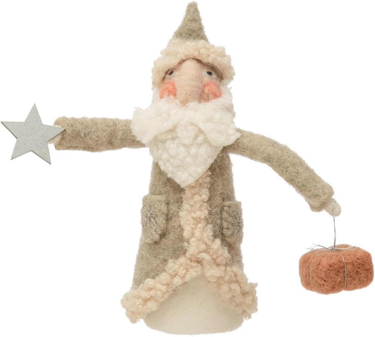 Amazon.com: Creative Co-Op Wool Felt Santa with Embroidery, Tan : Home ...