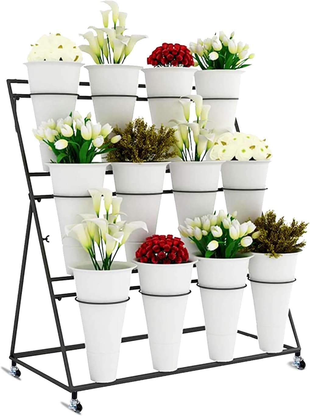 Amazon.com: PROLEE Flower Display Stand with 12 Buckets, 3-Layer Metal ...