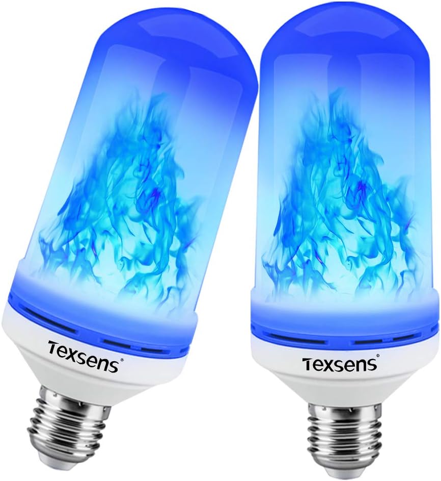 Texsens LED Blue Flame Effect Light Bulbs - 4 Modes Flickering Fire ...