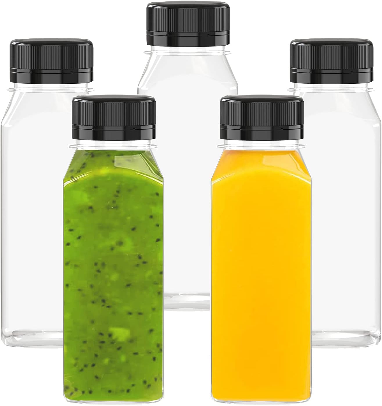 Amazon.com: Muluo 12 Ounce Plastic Juice Bottles with Caps, Reusable ...