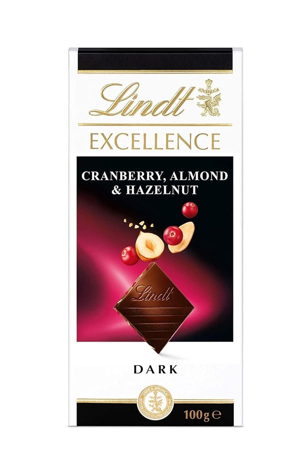 Lindt Excellence Cranberry Almond & Hazelnut Dark Chocolate Bar, 100g ...
