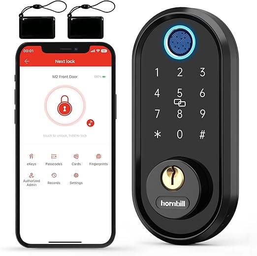 Slim deurslot, hornbill 7-in-1 Keyless toegangsdeurslot, biometrische ...