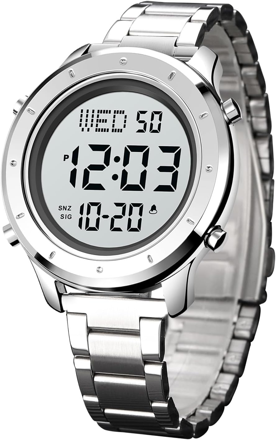 Amazon.com: zolohoni Mens Steel Watch for Men Digital Watch Men's Wrist ...