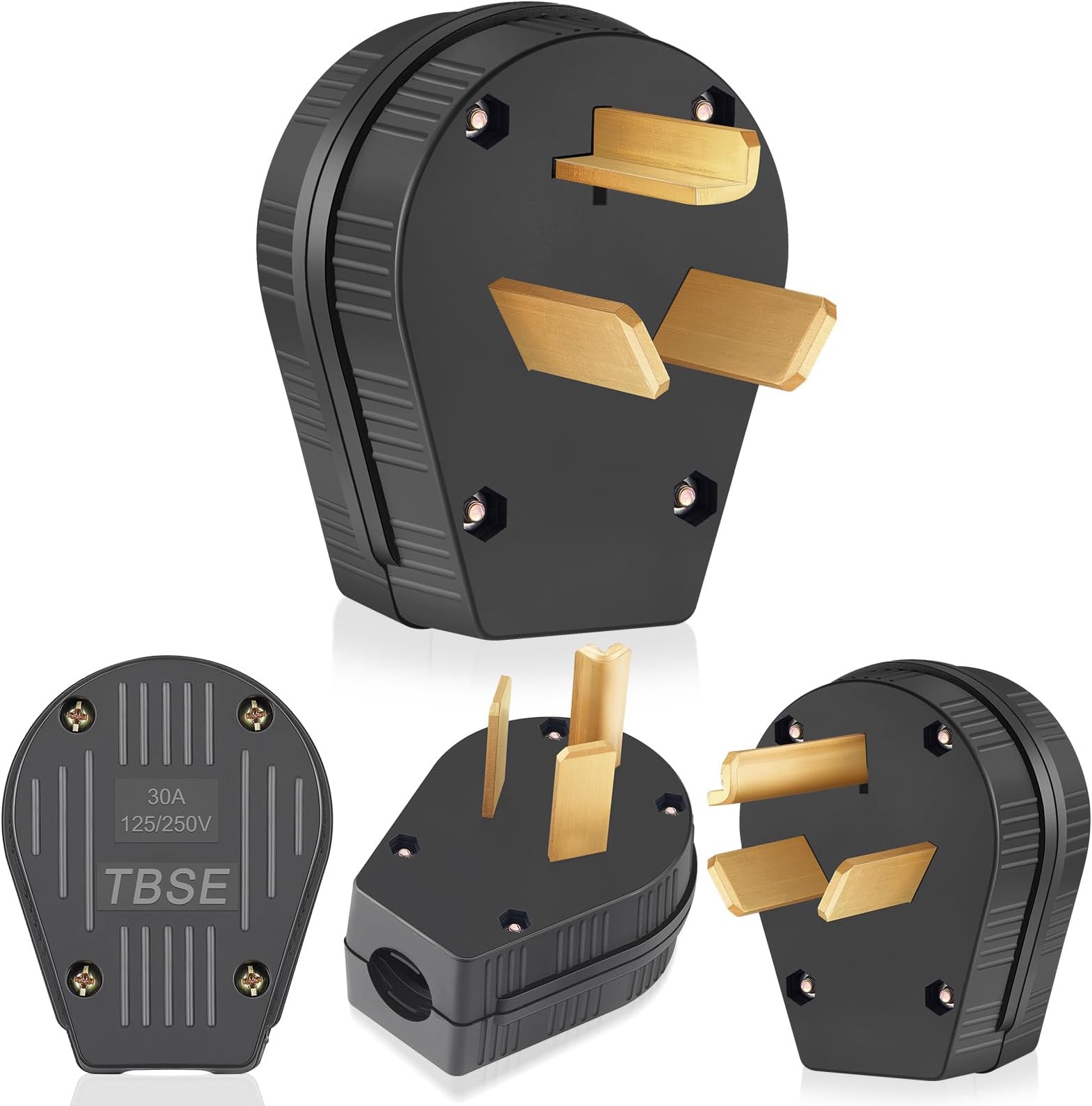 Flutesan 4 Pcs 3 Prong Dryer Plug 30 Amp 125/250 Volt Angle Plug 3 ...