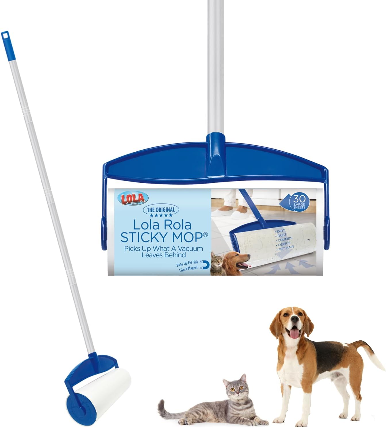 Amazon.com: LOLA Rola PET Hair Remover Sticky Mop, Giant Floor Lint ...