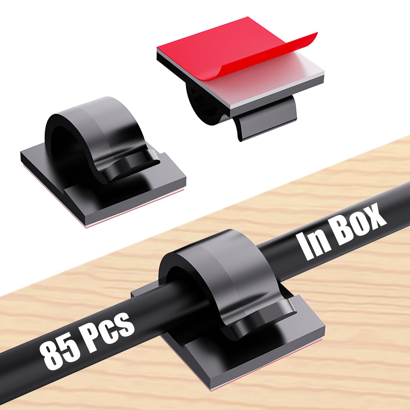 Amazon.com: UGWKivd 85pcs Adhesive Cable Clips Black in 1 Box,Adhesive ...