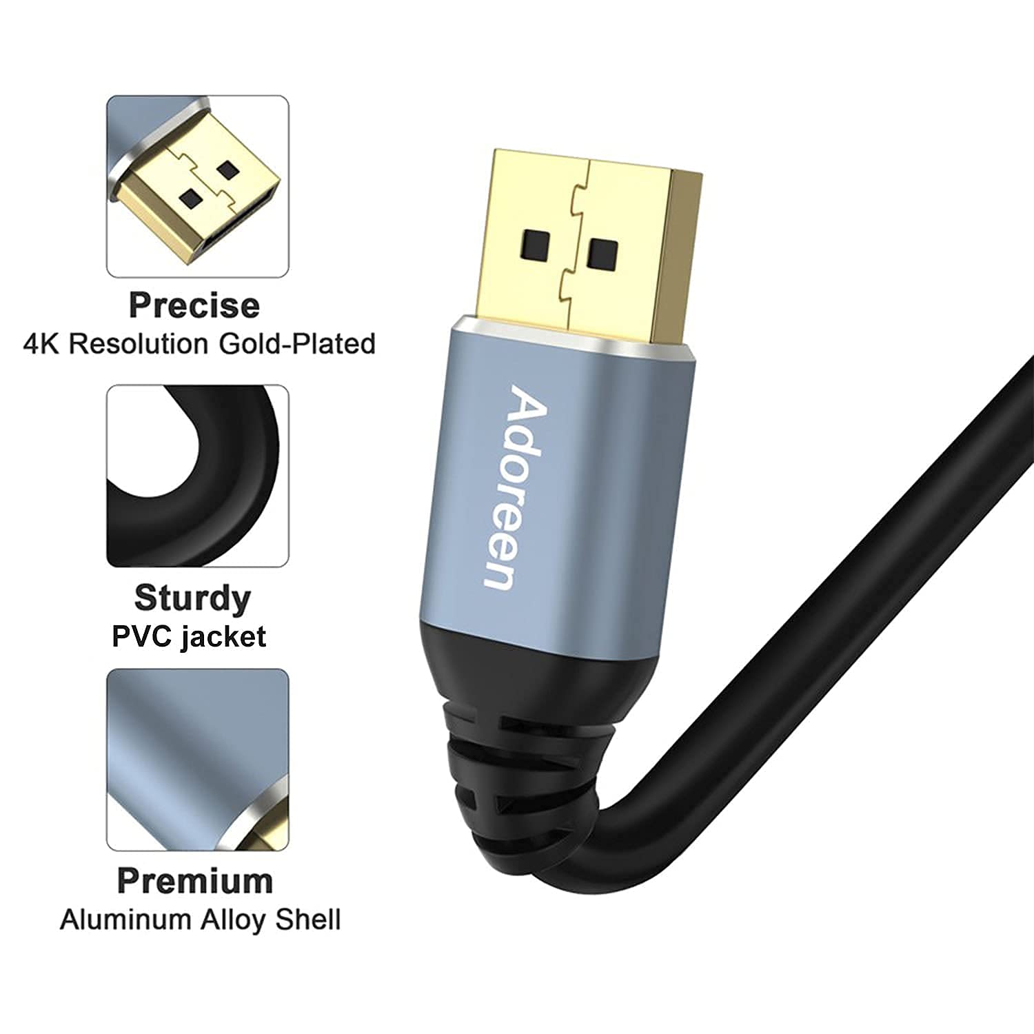 Snapklik.com : Adoreen 4K DisplayPort Cable 50 Feet, DP To DP 1.2 Cord ...