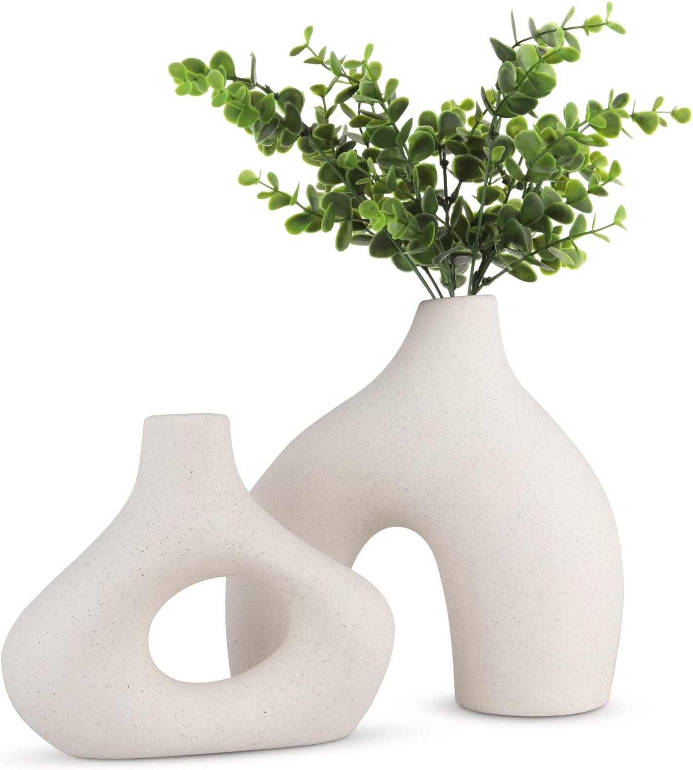 Amazon.com: Poreluxe Ceramic Vase Set of 3 - Modern Unique Flower Vase ...