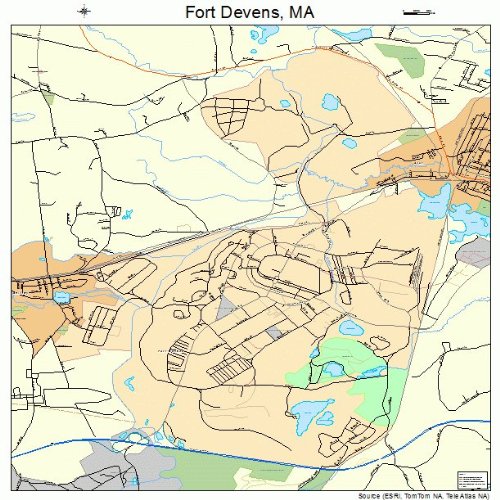 Amazon.com: Large Street & Road Map of Fort Devens, Massachusetts MA ...