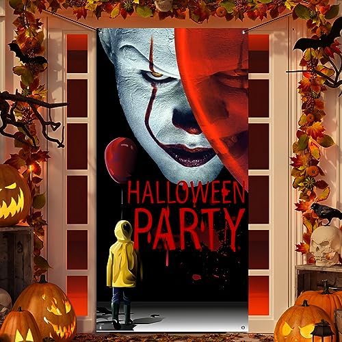 Amazon.com: Halloween Decoration Joker Clown Banner, Halloween Door ...