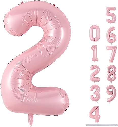 Amazon.com: 40 Inch Balloon Number 2 Pastel Pink, Large Foil Light Pink ...