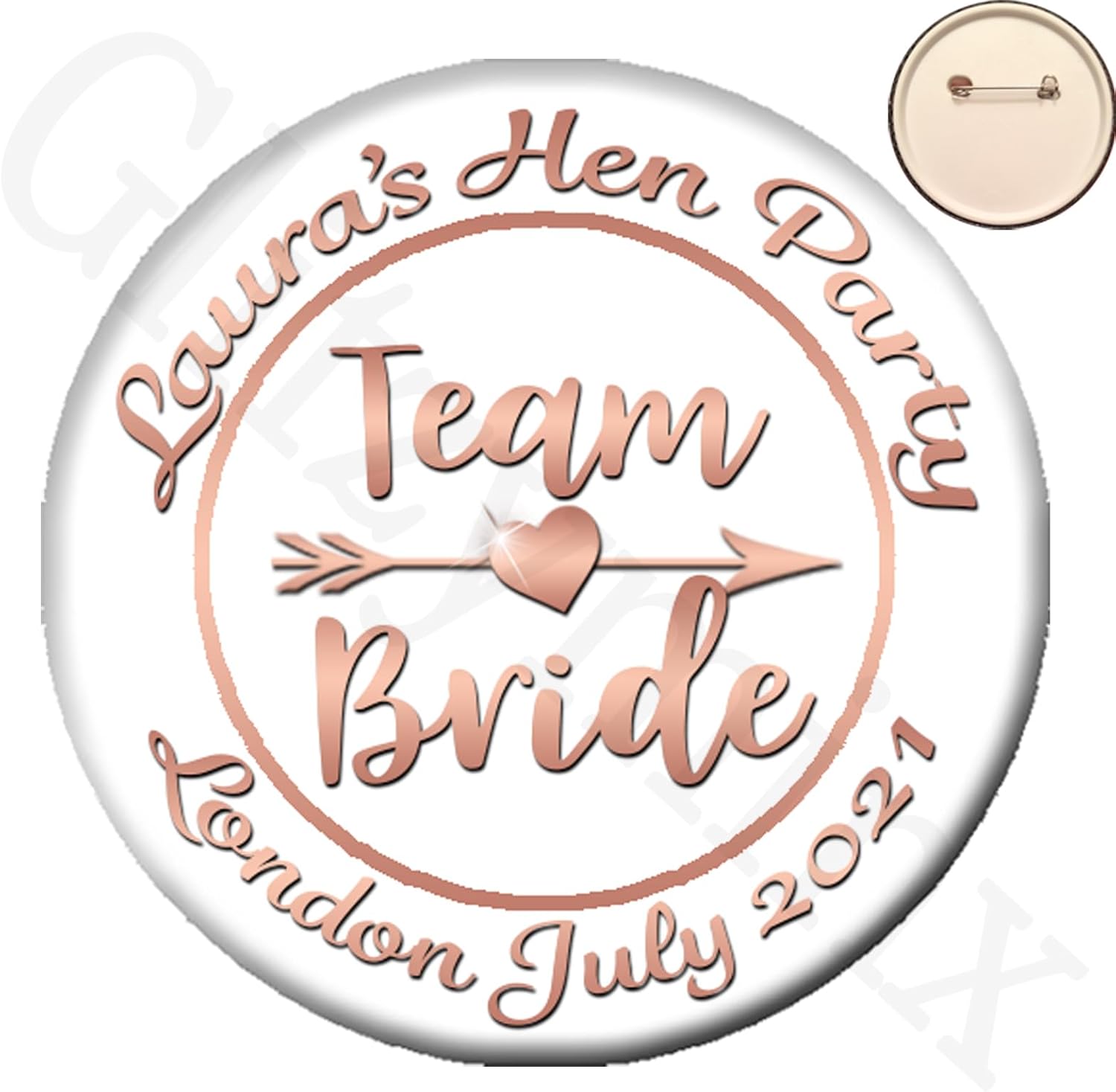 The Retouch Oasis * Personalised ROSE GOLD TEAM BRIDE Photo PIN BADGE ...
