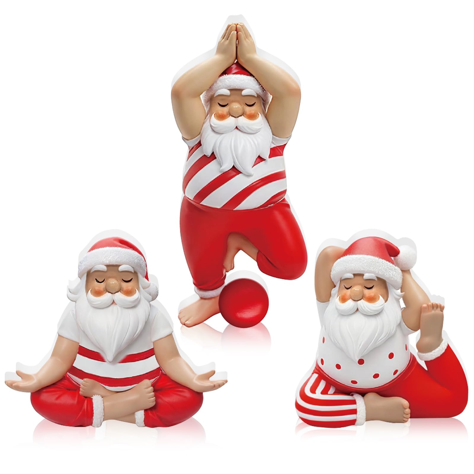 Snapklik.com : 3 Pcs Christmas Yoga Santa Figurines Table Decorations ...