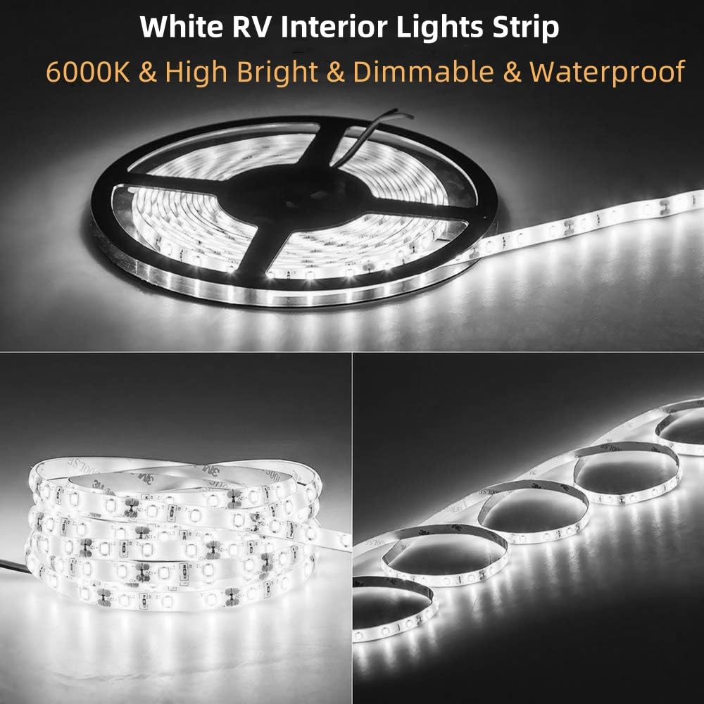 Snapklik.com : RV Awning Light Strip, 16.4FT Dimmable White Led Strip ...
