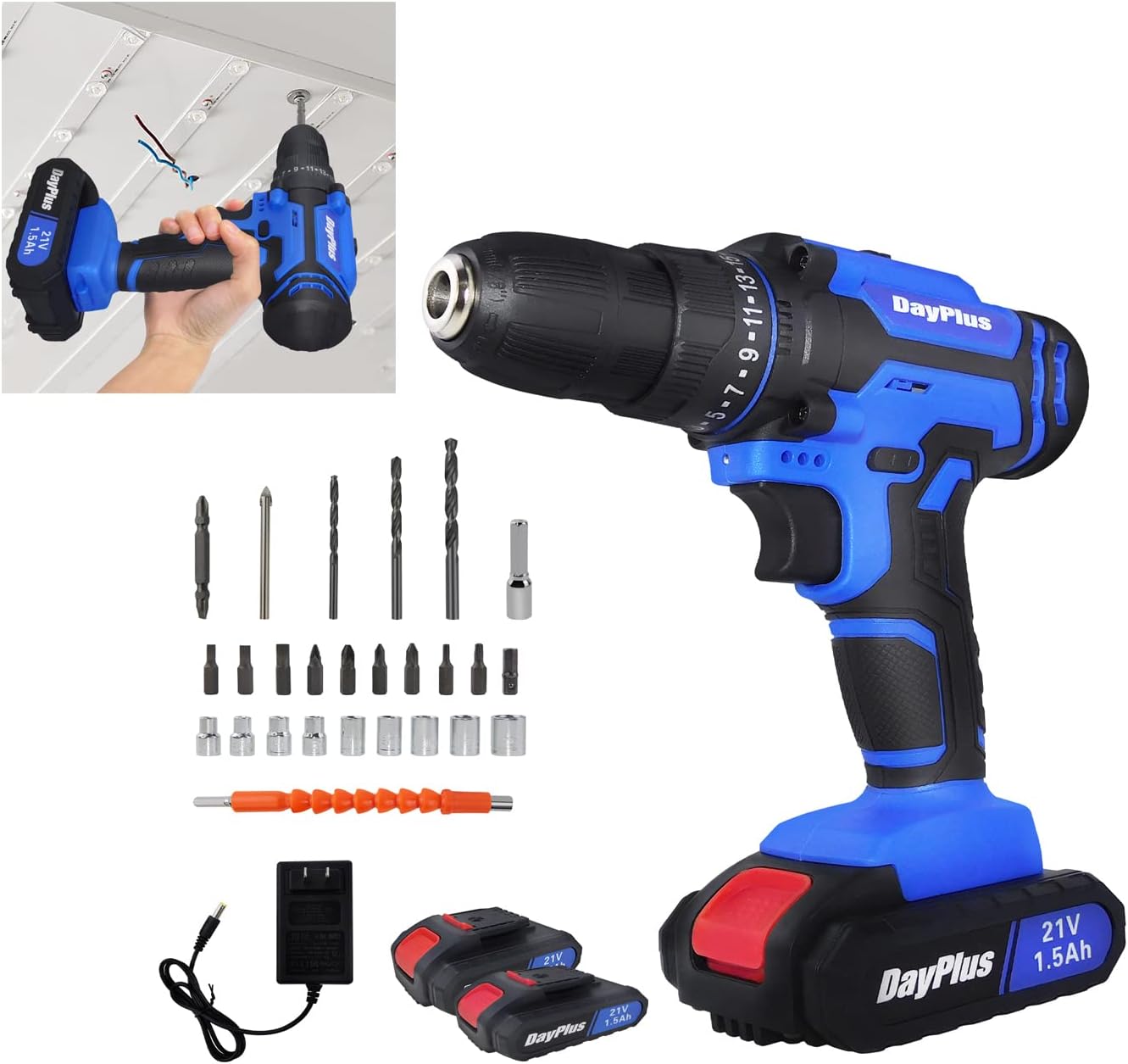 Amazon.com: Cordless Screwdriver, 26Pcs 45N.m, 21V Electric Power ...