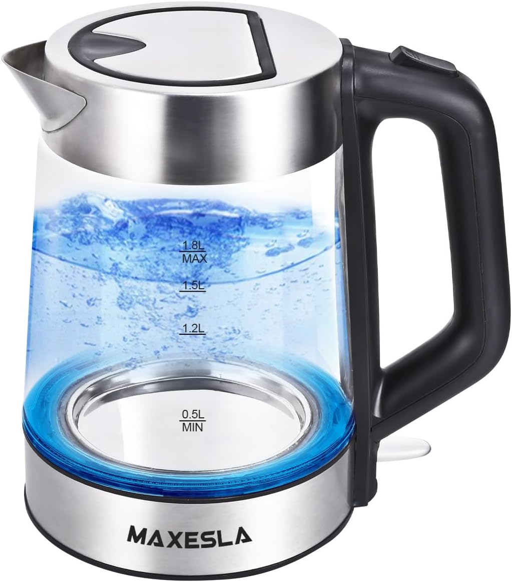 Maxesla Glass Electric Kettle 2000w, 1.8 Litre Glass Kettles Electric ...