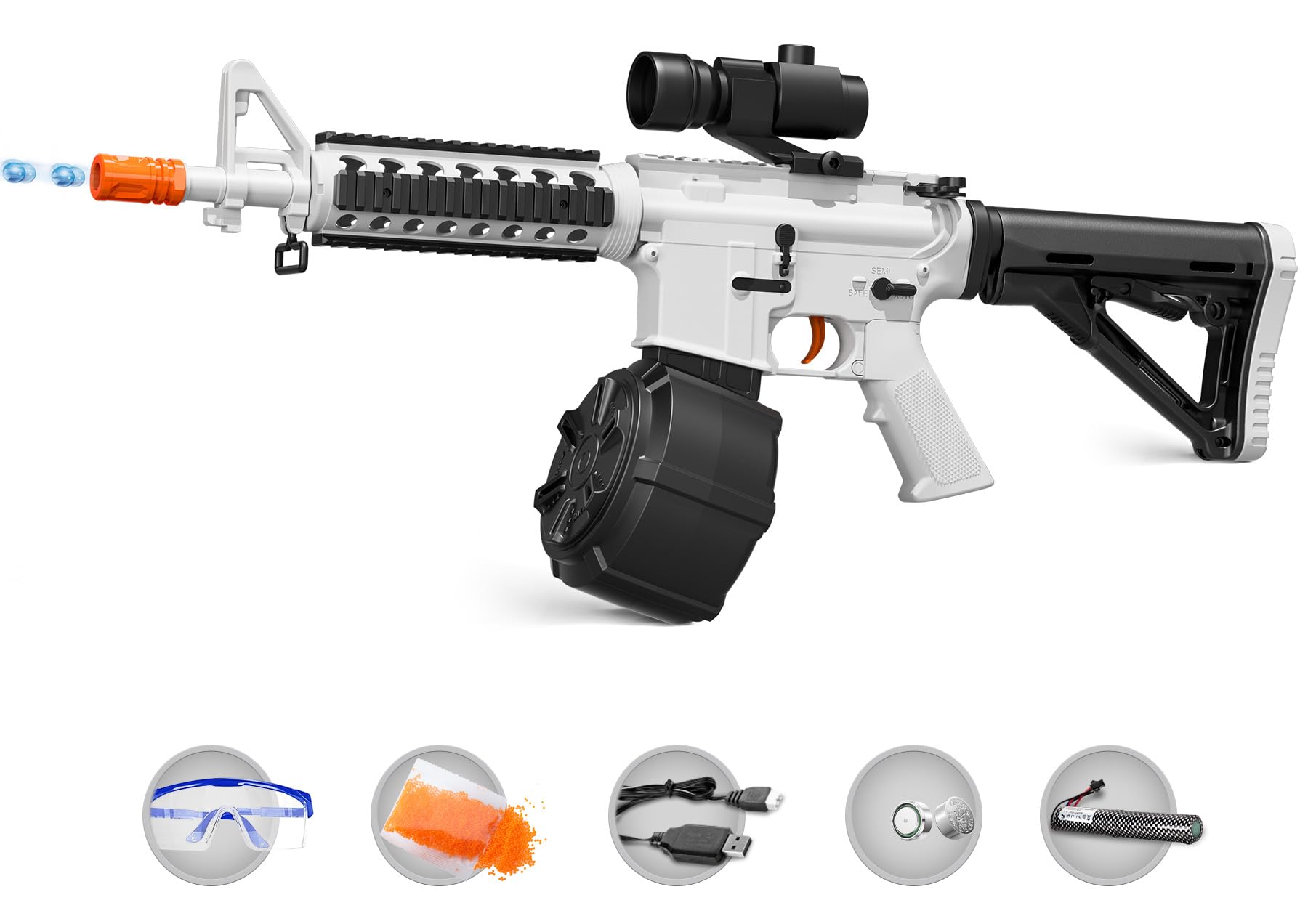 Gel Ball Blaster with Large Drum, Electric Splatter Ball Blaster for ...